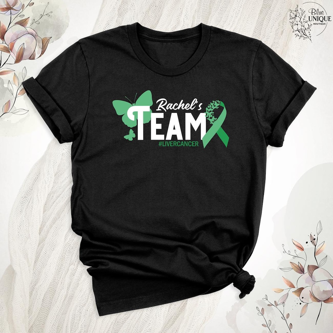 Liver Cancer Awareness Team Tees, Custom Green Ribbon T-shirt, Liver ...