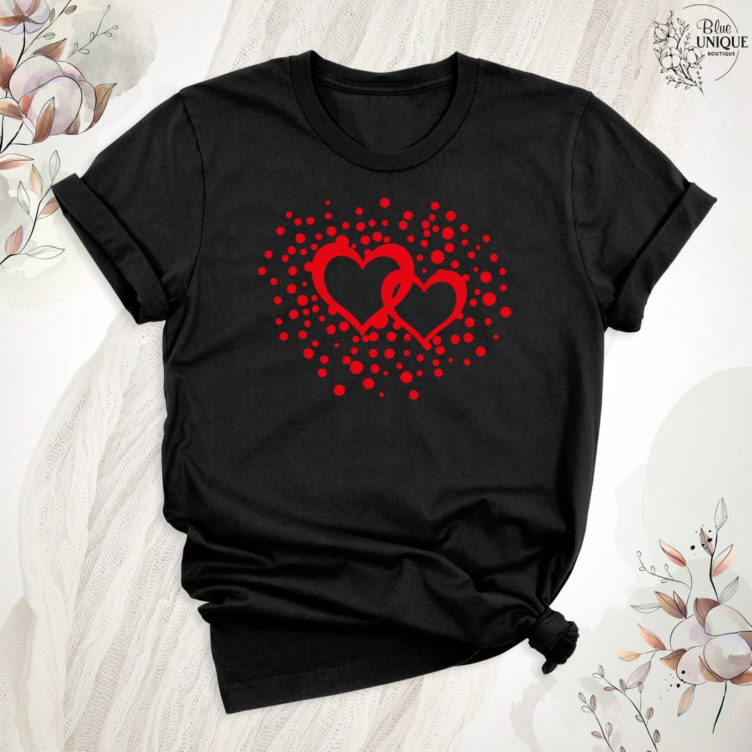 Valentines Day Two Love Hearts Shirt, Valentines Big Hearts Shirt ...