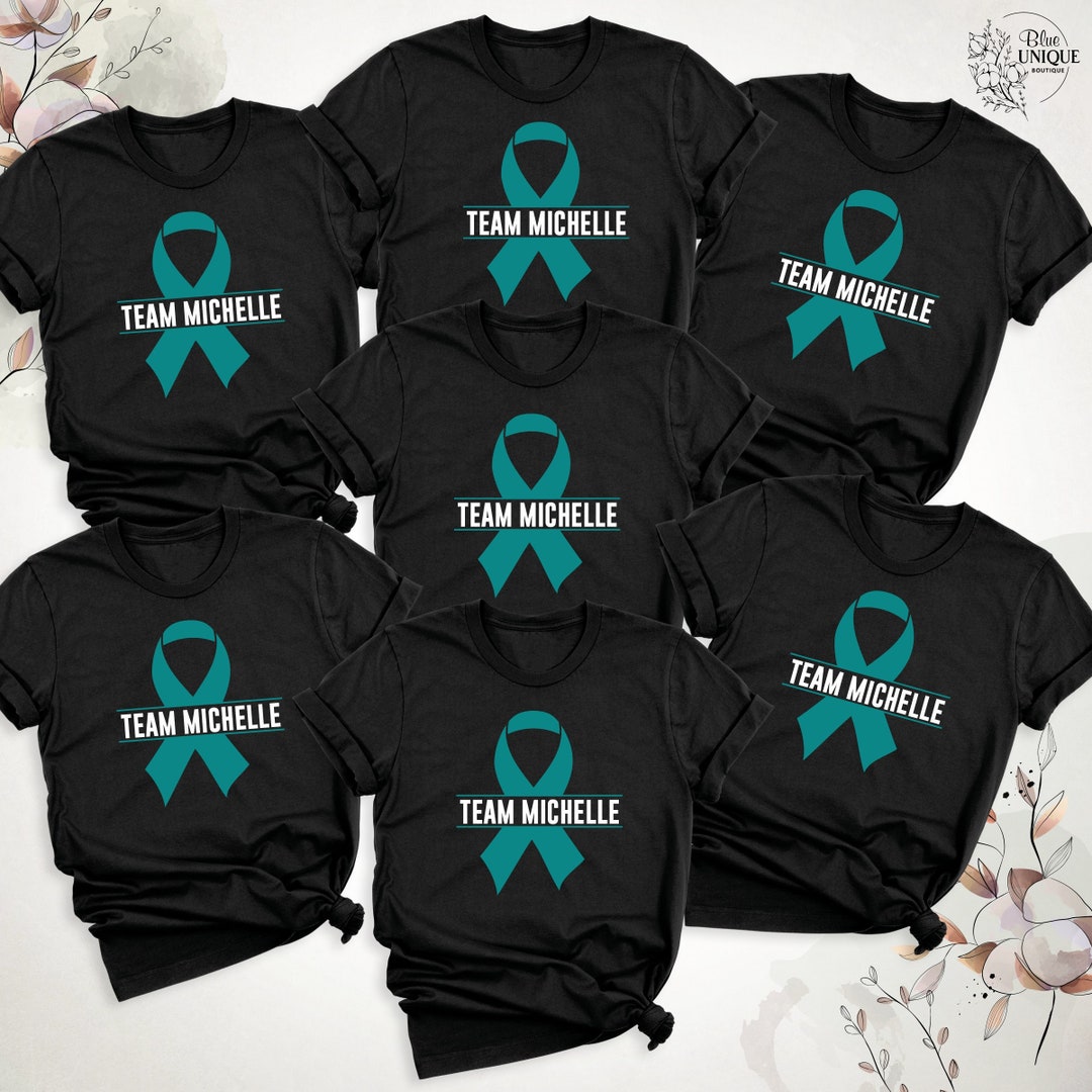 Cervical Cancer Shirt Custom Teal Ribbon Shirts Awareness Cervical ...