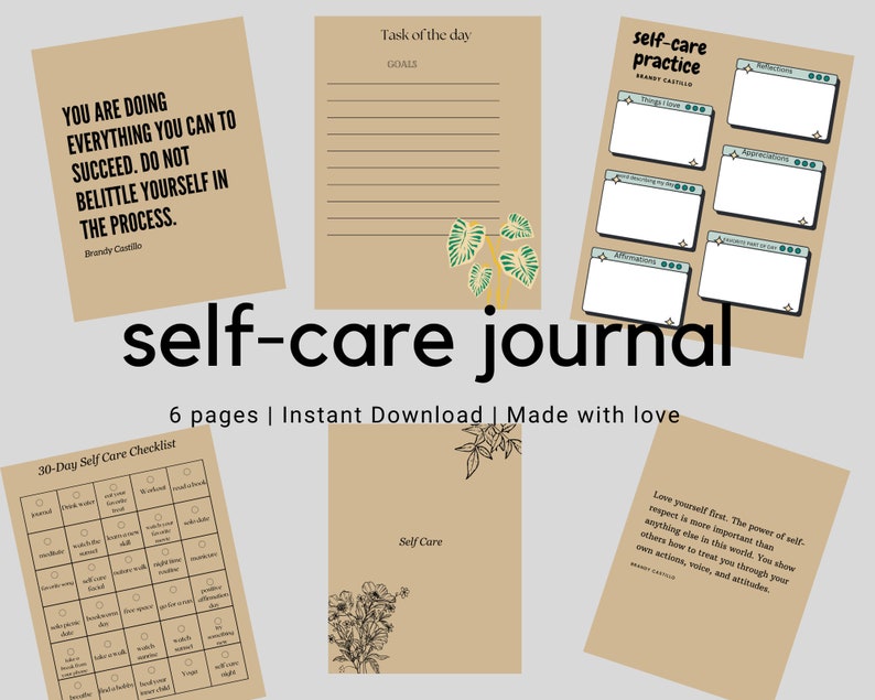 Self Care Digital Journal, Printable & Instant Download, Printable ...