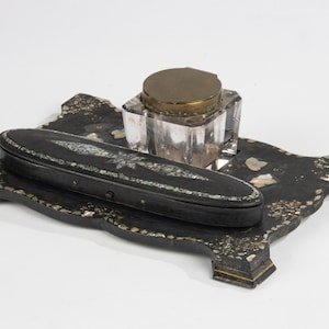 Antique Victorian Ink Set - Black Lacquered Wood - Etsy