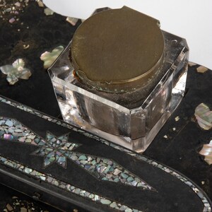 Antique Victorian Ink Set - Black Lacquered Wood - Etsy