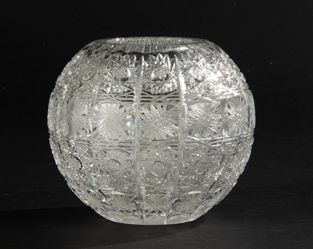 Vintage Crystal Cut Vase Star Pattern - Etsy