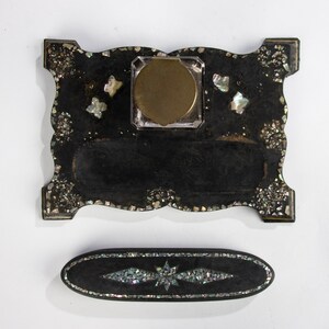 Antique Victorian Ink Set - Black Lacquered Wood - Etsy