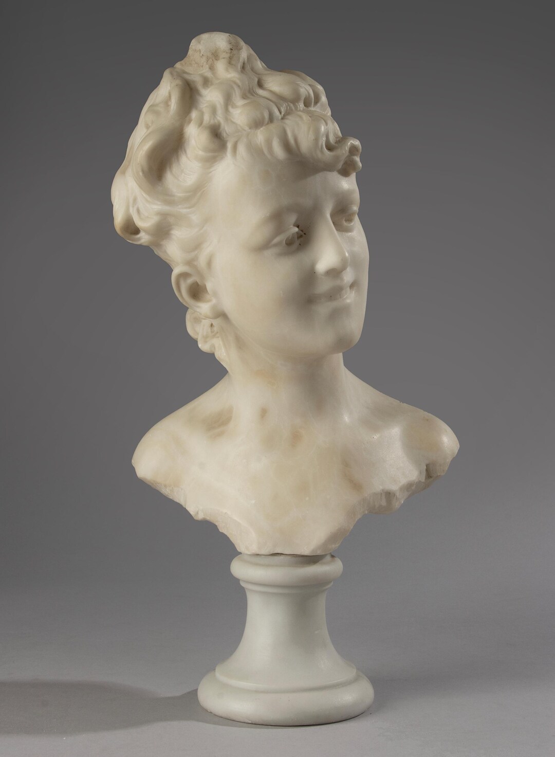 Antique Bust Portrait of a Girl Alabaster - Etsy