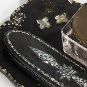 Antique Victorian Ink Set - Black Lacquered Wood - Etsy