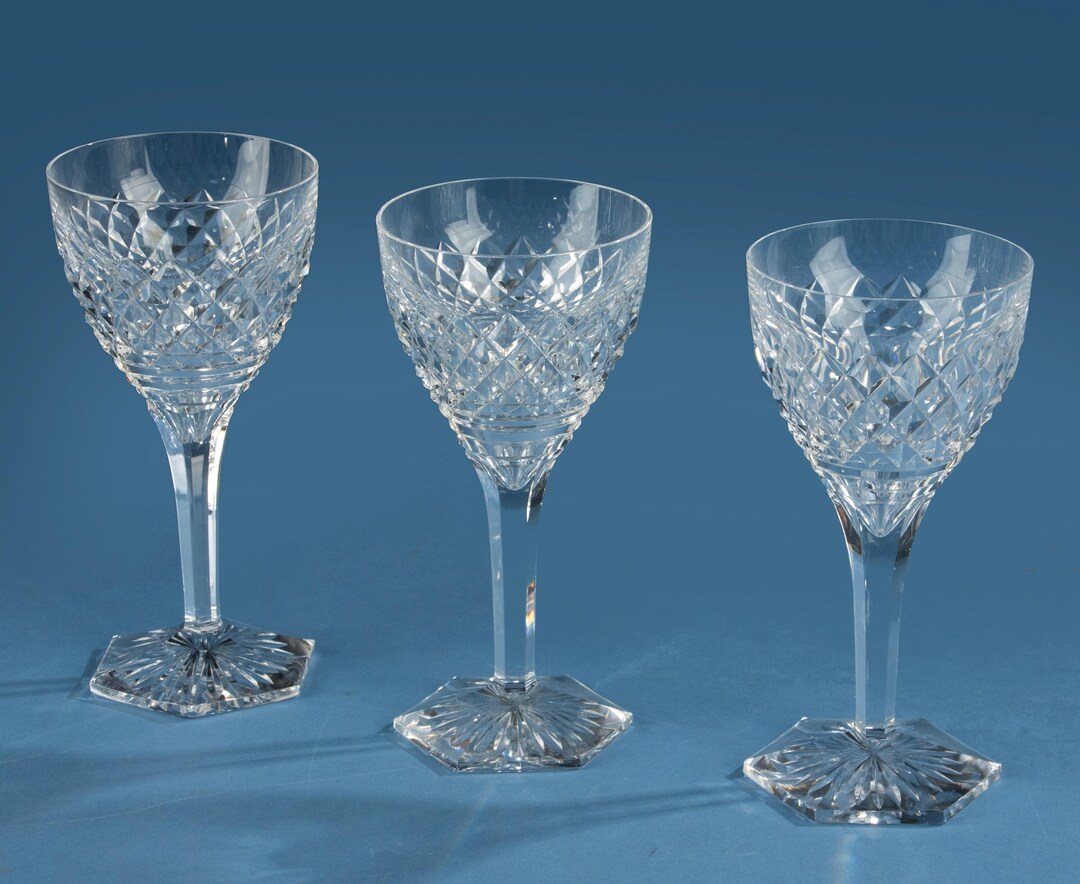 Set of 3 Large Wine Glasses - Val Saint Lambert - Model Legagneux ...