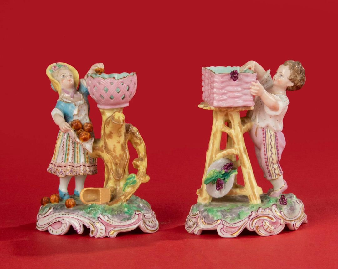 A Pair Porcelain Figurines – Picking Apples - Etsy