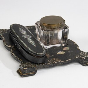 Antique Victorian Ink Set - Black Lacquered Wood - Etsy