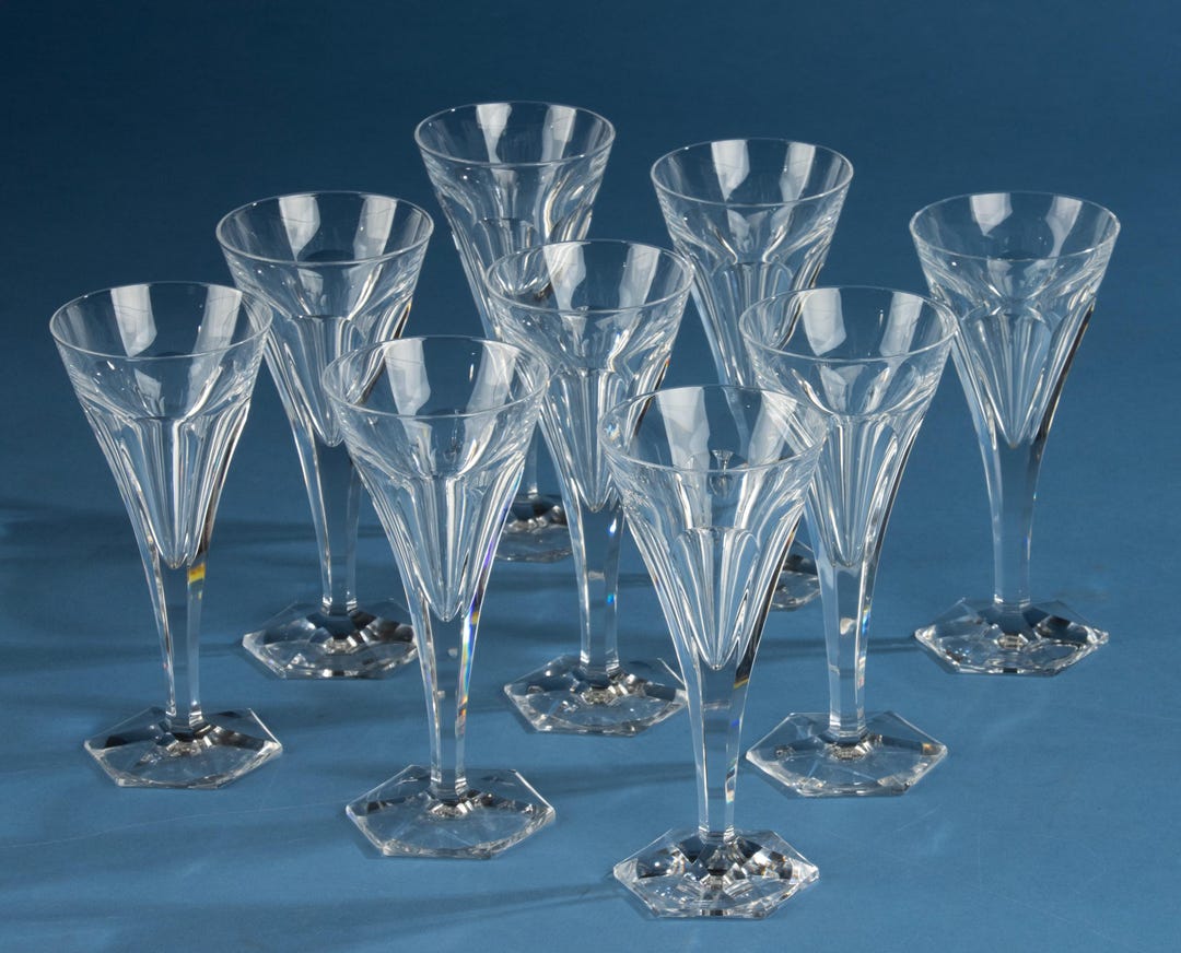 Set of 9 Champagne Glasses - Val Saint Lambert - Hafnia - Crystal - Etsy