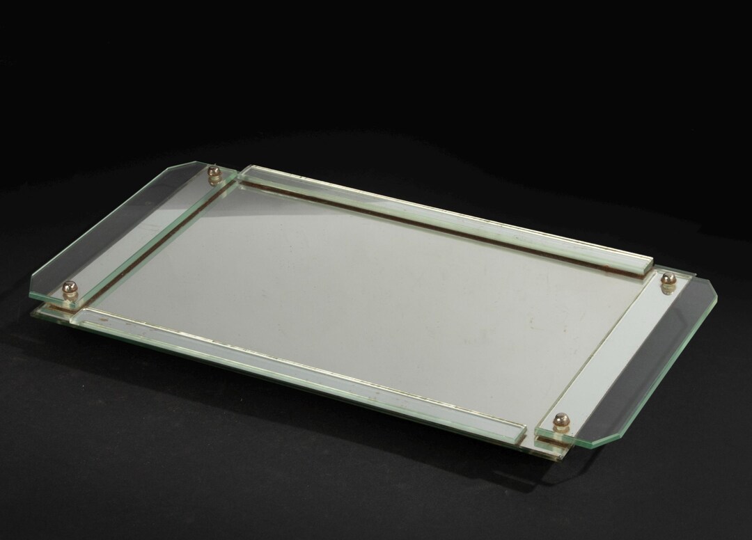 Vintage Glass Serving Tray - Etsy