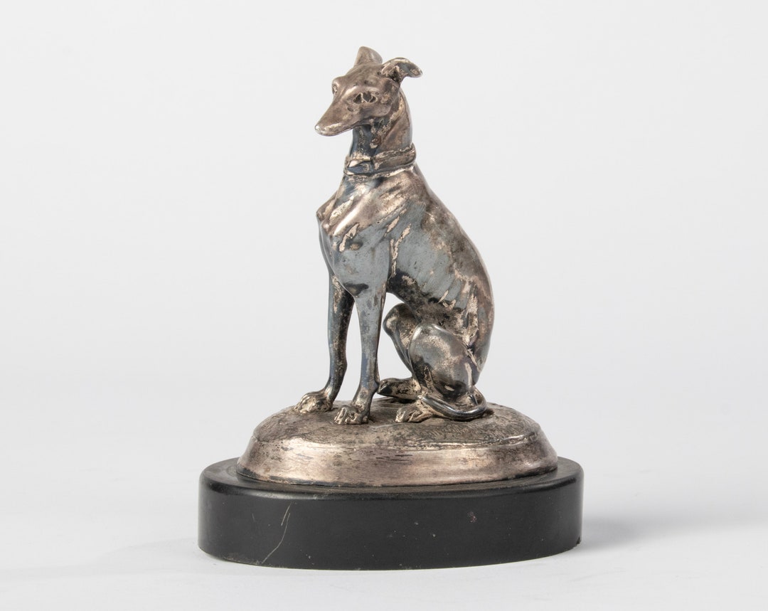 Antique Small Statue of a Whippet Dog - Spelter on Marble Base - Etsy