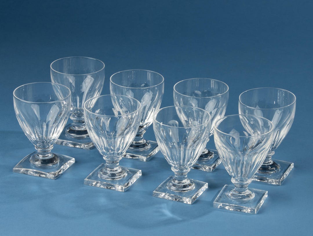 Set of 8 Crystal Glasses - Val Saint Lambert - Gondole - Etsy
