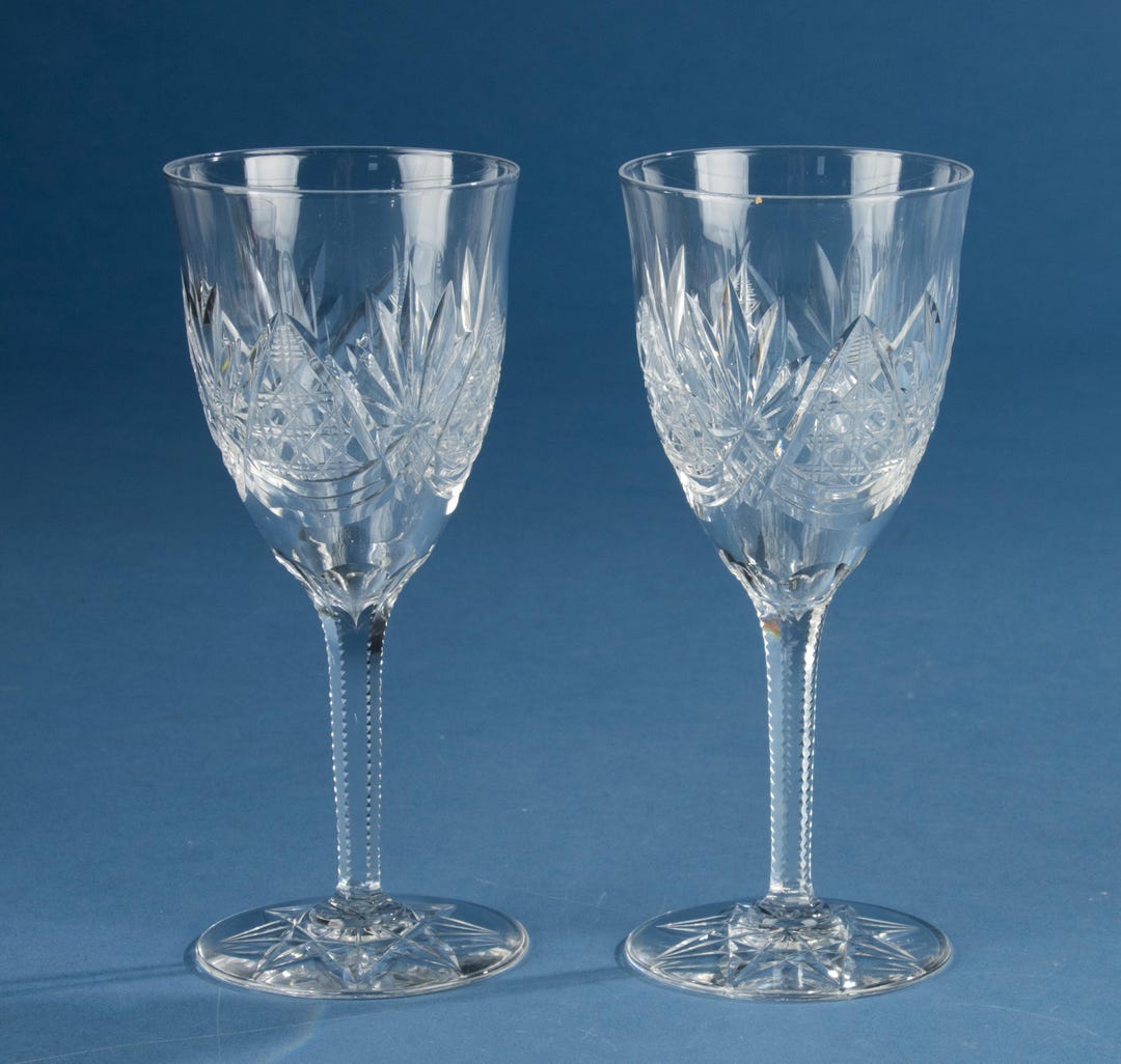 Set of 2 Wine Glasses - Val Saint Lambert - Etsy