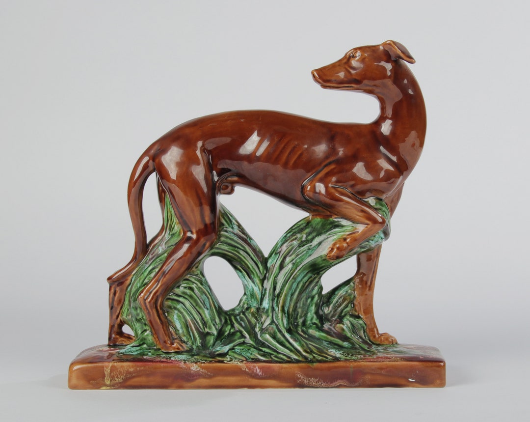 Vallauris Glazed Ceramic Sculpture Greyhound Dog / Whippet by Auguste ...
