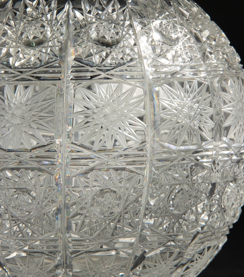 Vintage Crystal Cut Vase Star Pattern - Etsy