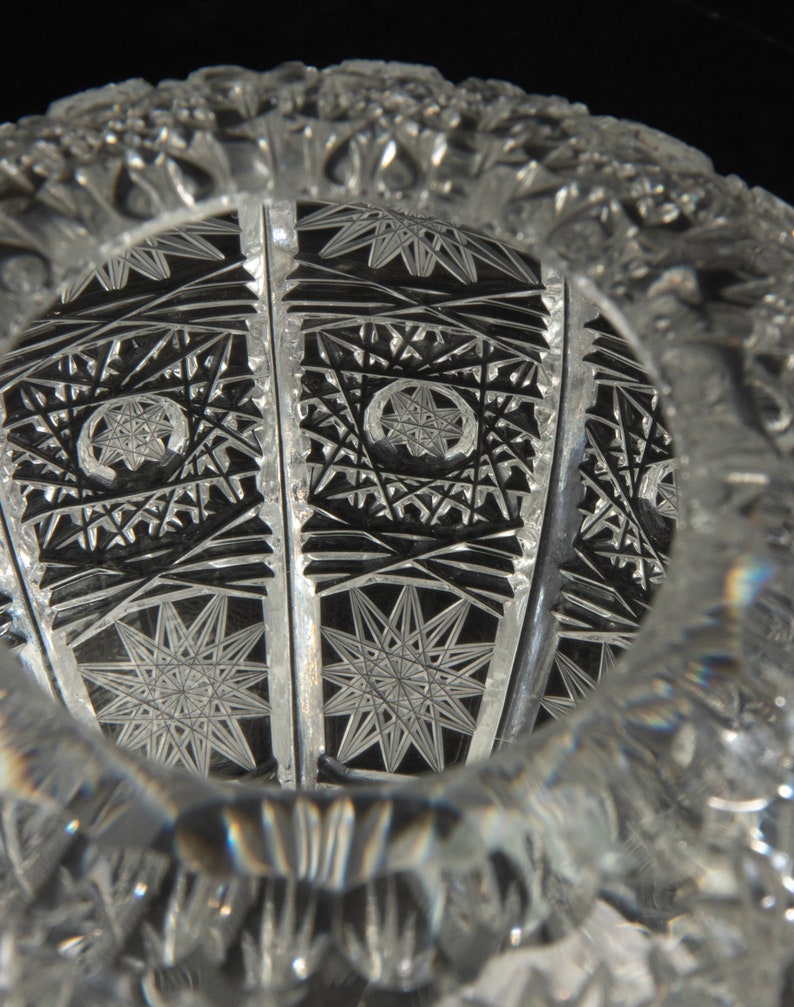 Vintage Crystal Cut Vase Star Pattern - Etsy