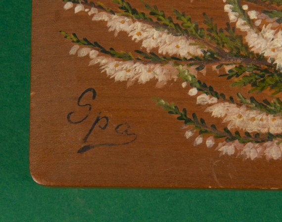 Antique Wooden Post Card Box - Hand Painted - Gem
