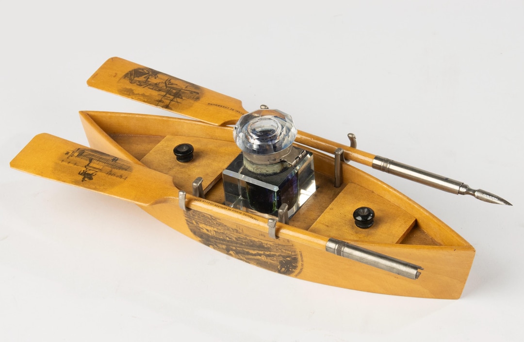Antique Inkstand - Rowing Boat Cherbourg - Dated 1889 - an Antique ...