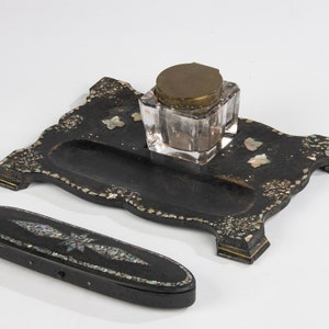 Antique Victorian Ink Set - Black Lacquered Wood - Etsy
