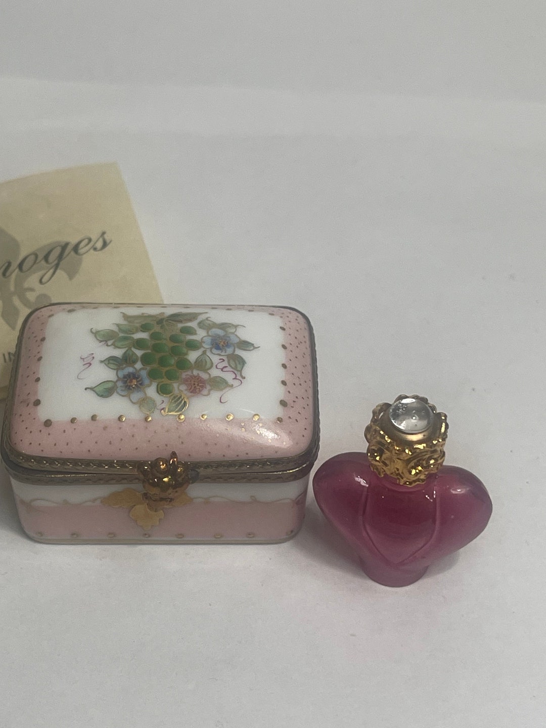 Genuine Limoges Box With Jeweled Heart Bottle - Etsy