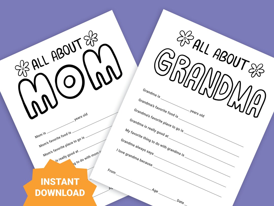 All About My Mom Fill in the Blanks Questionnaire | All About Grandma ...