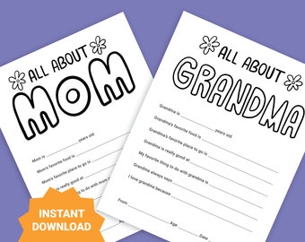 All About My Mom Fill in the Blanks Questionnaire | Gift for Mom From ...