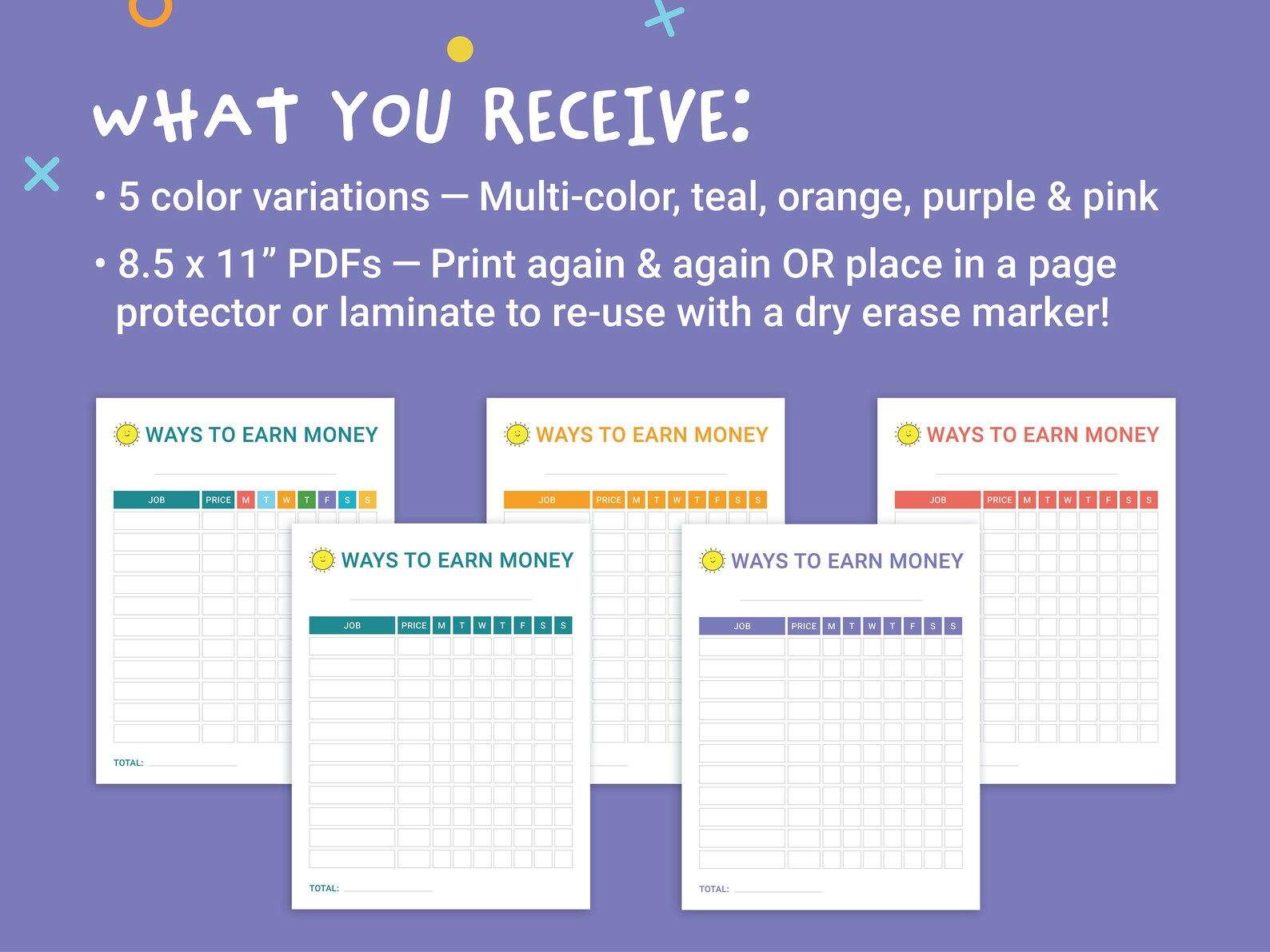 Earn Money Chore Chart Allowance Chore Chart for Kids Chore Chart PDF ...