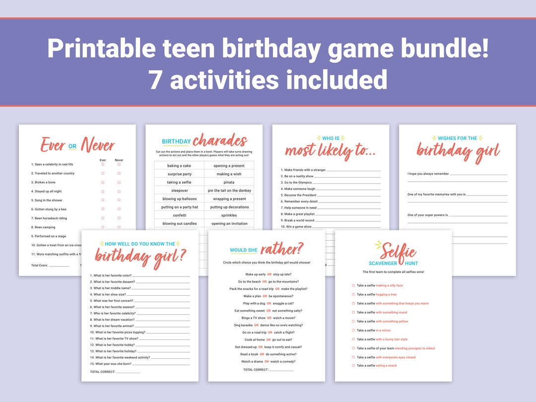 Teen Girl Birthday Games Birthday Games for Her How Well Do You Know ...