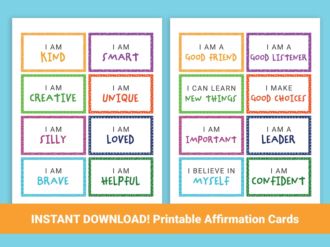 Affirmation Cards for Kids | Kids Positivity Cards | Printable Positive ...
