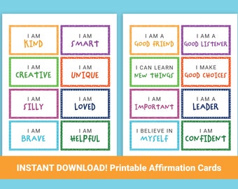 Affirmation Cards for Kids | Kids Positivity Cards | Printable Positive ...