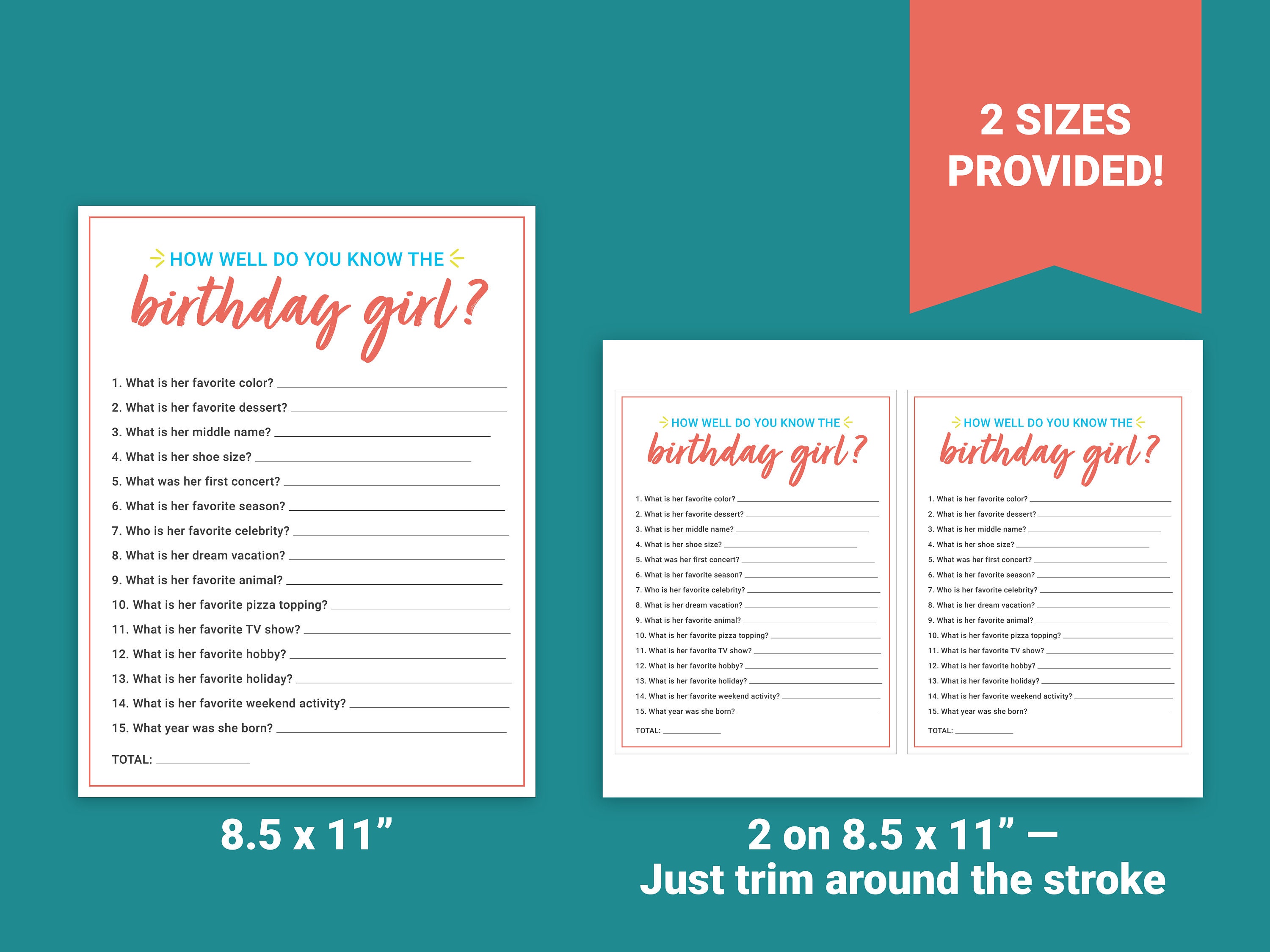 Birthday Games for Her Printable | Girl Birthday Party Games | Who ...