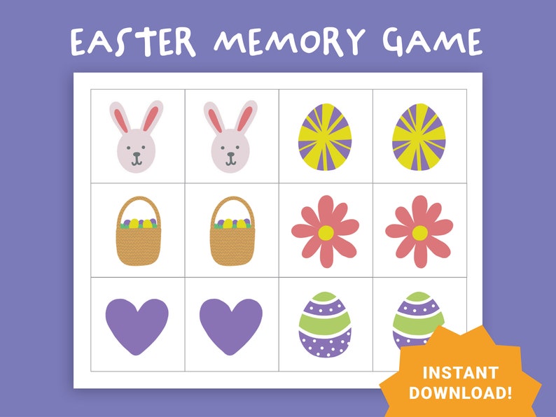 Easter Memory Game for Kids Printable Easter Matching Game - Etsy