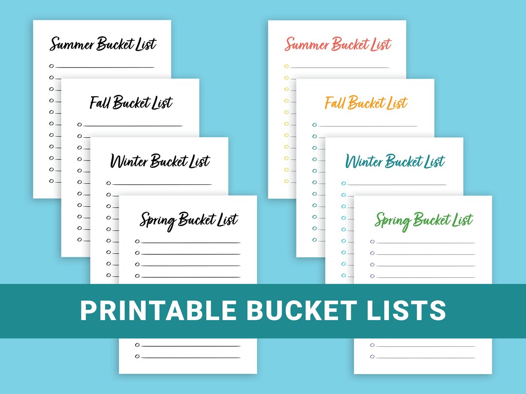 Seasonal Bucket List Printable PDF Digital Download Fall Bucket List ...