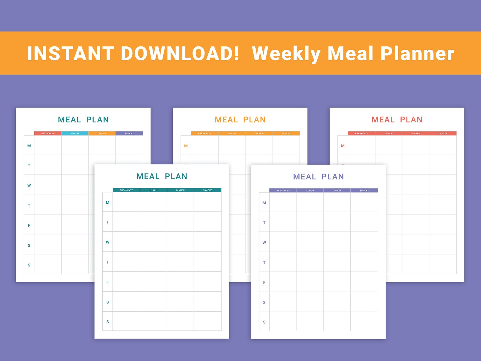 Menu Download Printable and Weekly Menu Planner Template | Weekly Menu ...