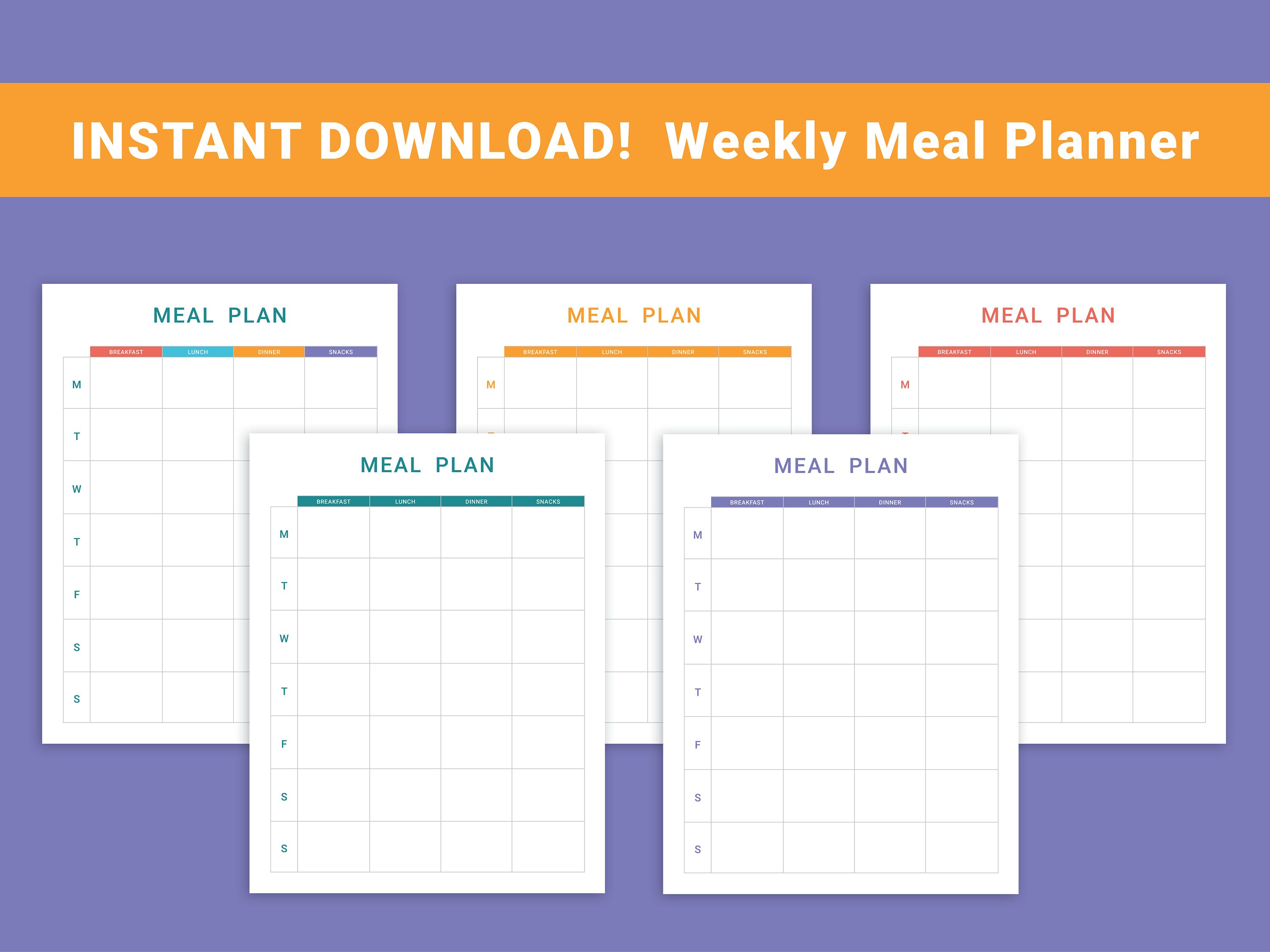 Menu Download Printable and Weekly Menu Planner Template | Weekly Menu ...