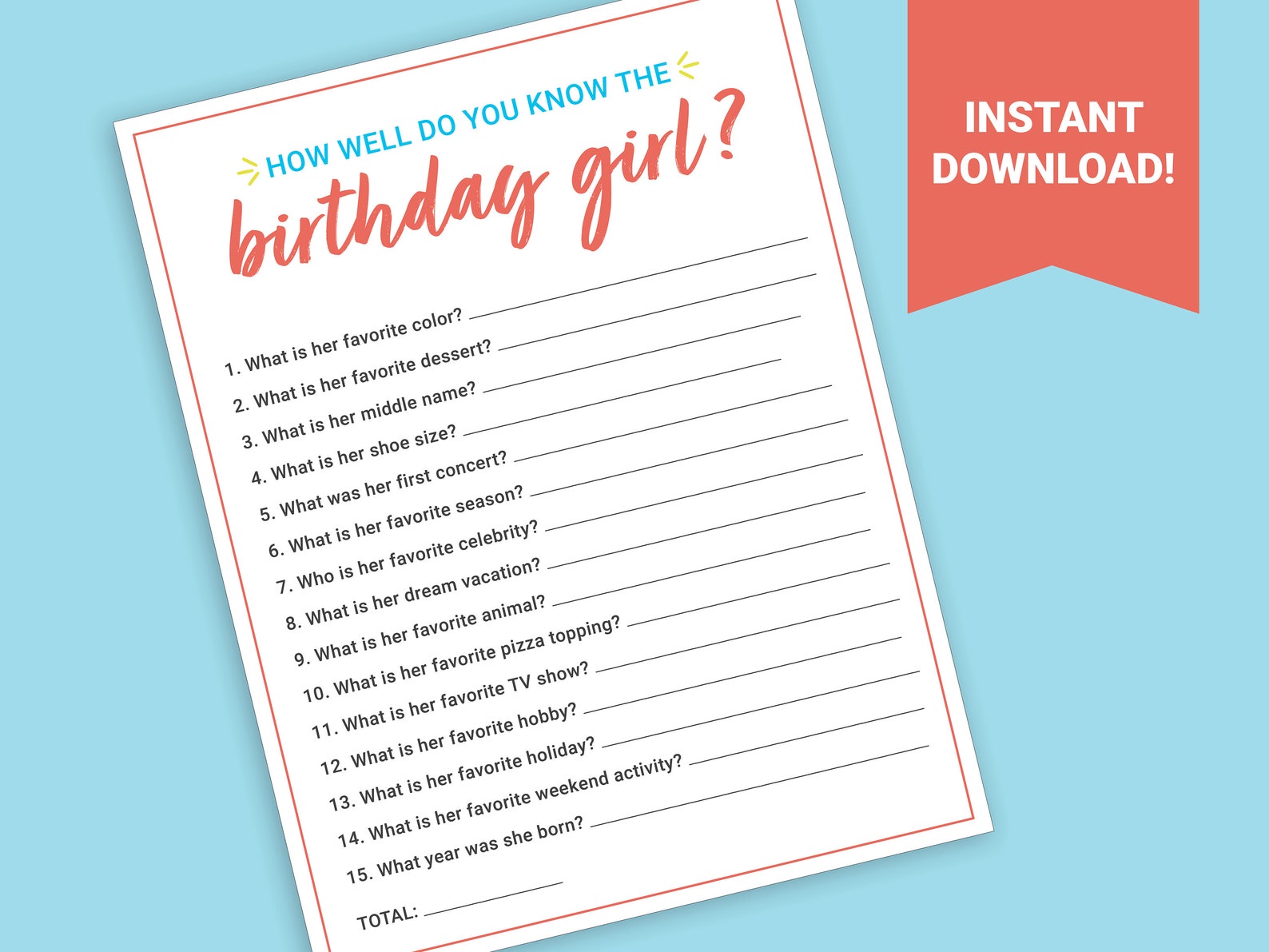 Birthday Games for Her Printable Girl Birthday Party Games - Etsy