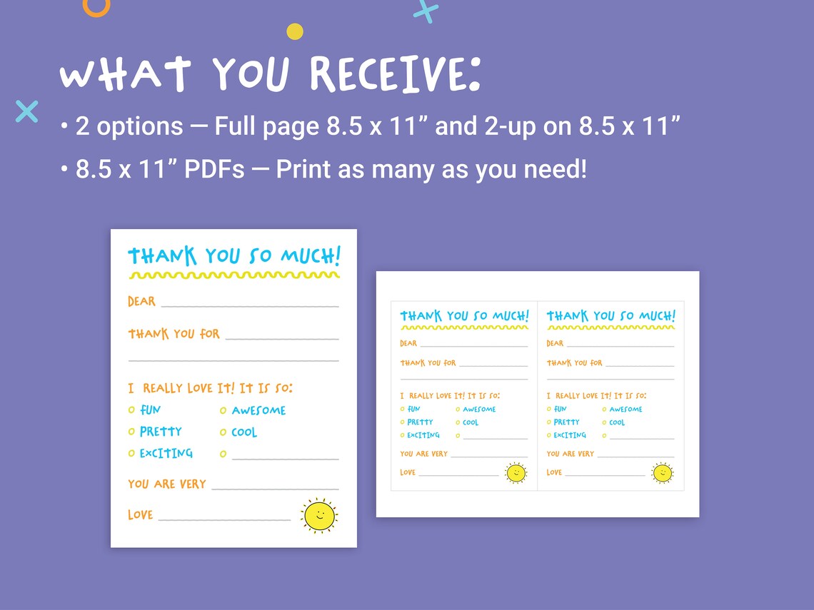 Printable Fill-in Thank You Cards for Kids | Easy Thank You Letter ...