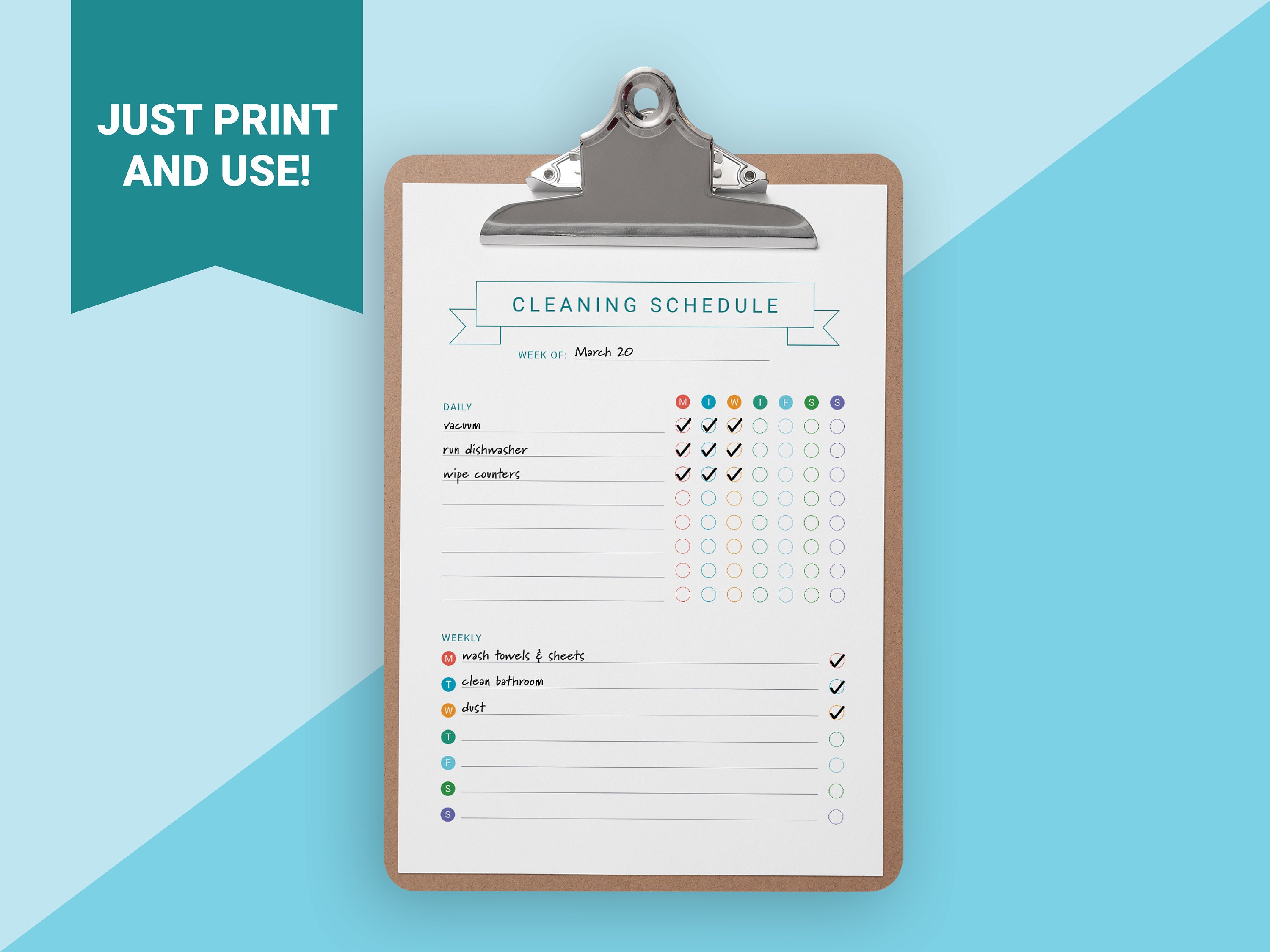 Cleaning Checklist | Cleaning Schedule | Cleaning Planner | Cleaning ...