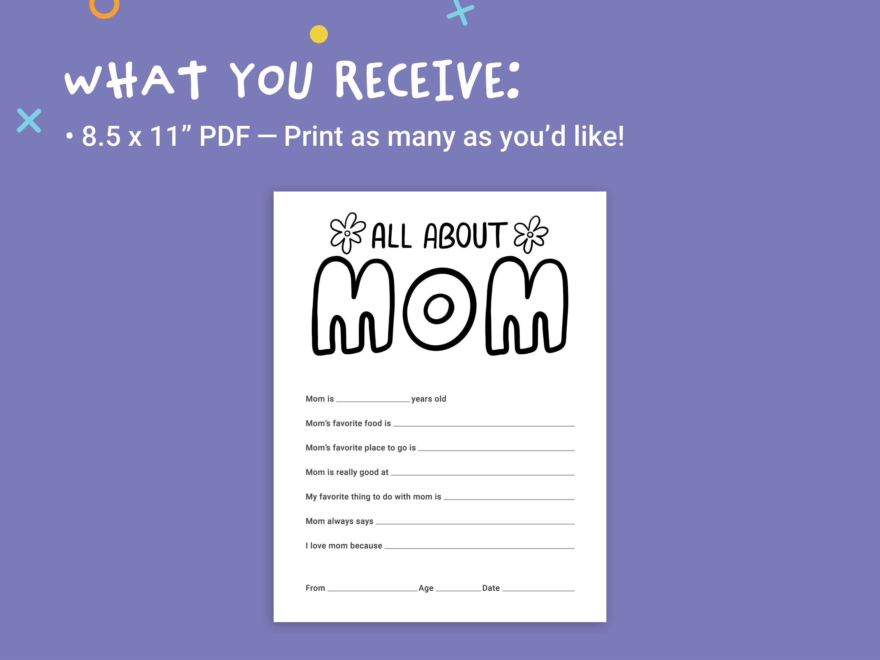 All About My Mom Fill in the Blanks Questionnaire | Gift for Mom From ...