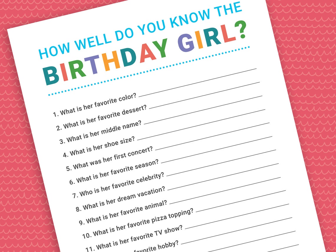 How Well Do You Know the Birthday Girl Game | Birthday Party Games for ...
