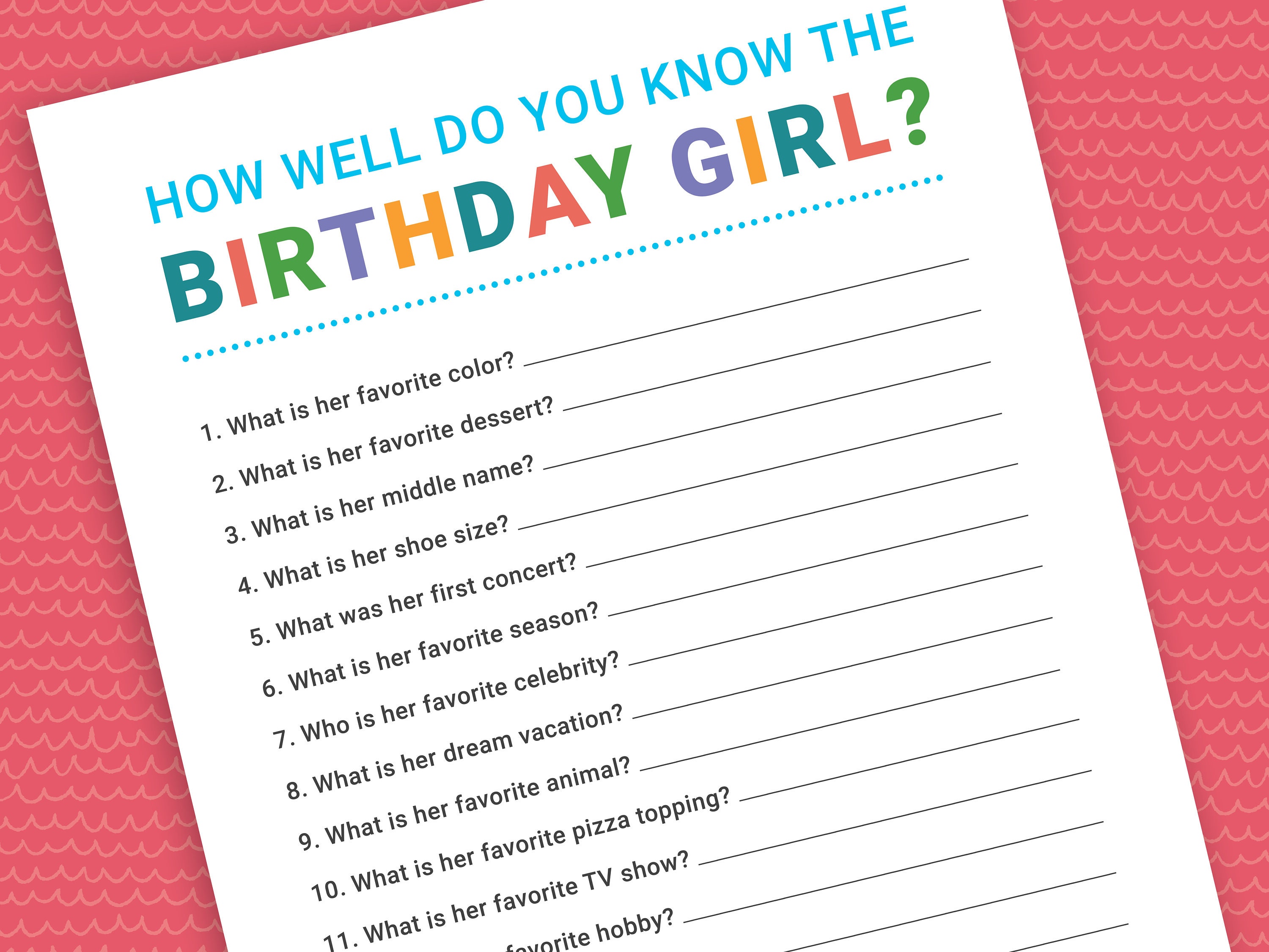 How Well Do You Know the Birthday Girl Game | Birthday Party Games for ...