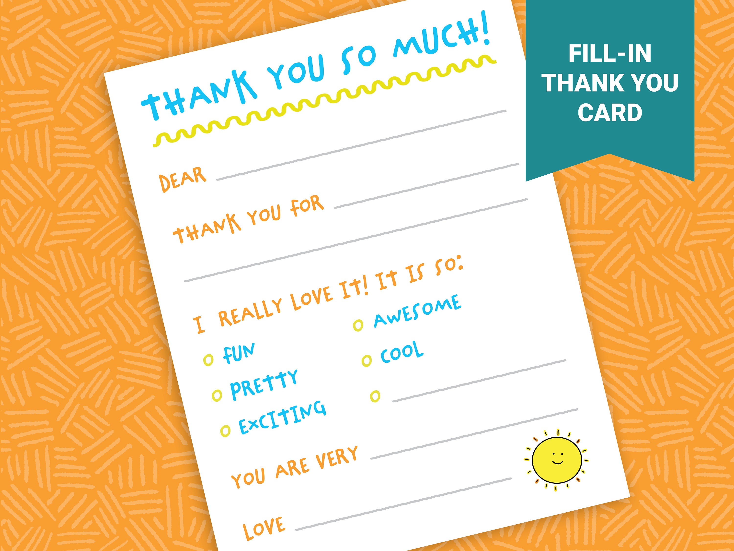 Printable Fill-in Thank You Cards for Kids | Easy Thank You Letter ...