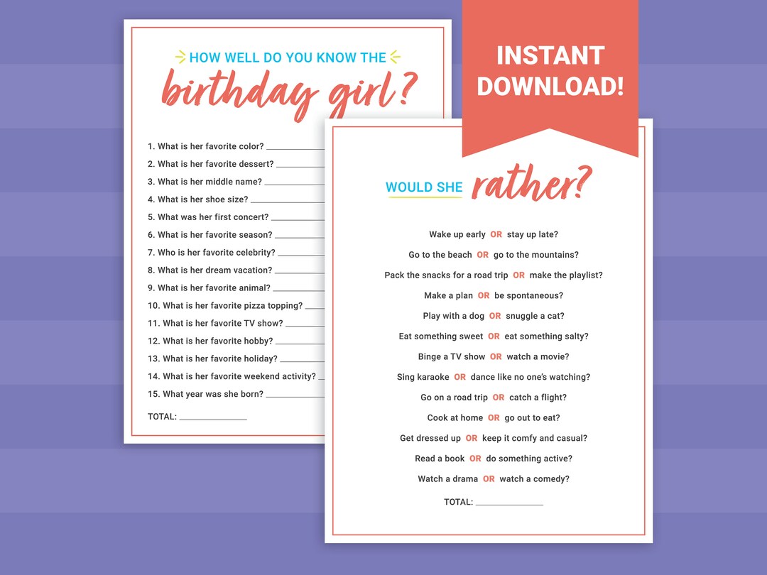 How Well Do You Know the Birthday Girl Game | Birthday Party Games for ...