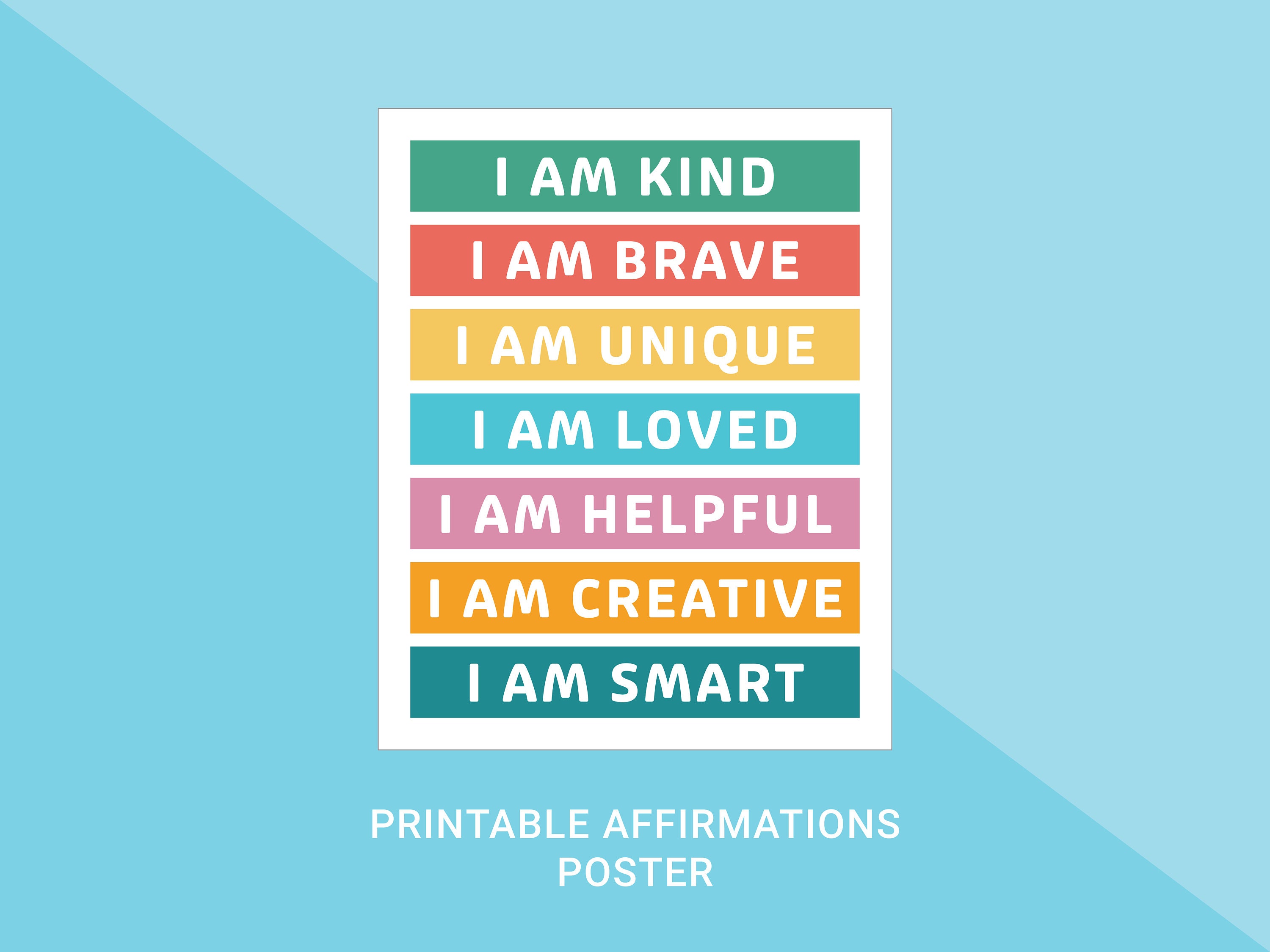 Affirmations for Kids | Classroom Poster | Kids Room Poster | I Am ...