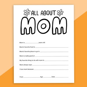 All About My Mom Fill in the Blanks Questionnaire | Gift for Mom From ...