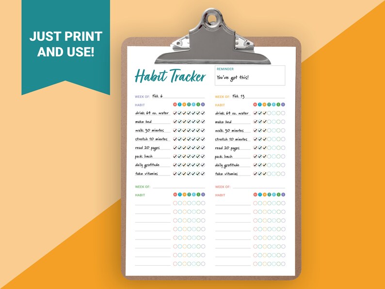 Printable Habit Tracker | Goal Tracker, Daily Planner (PDF) - Etsy