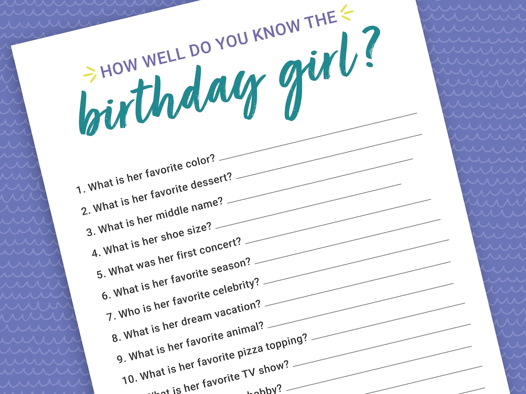 How Well Do You Know the Birthday Girl Game | Birthday Party Games for ...