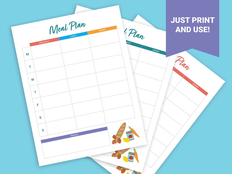 Weekly Meal Planner Template Weekly Menu Printable for Weigh Loss ...