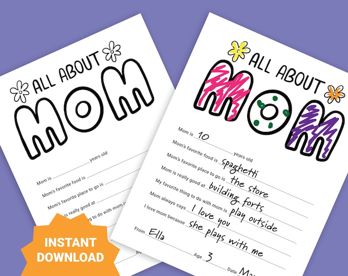 All About My Mom Printable Colouring Page, All About My Mom Fill in the ...